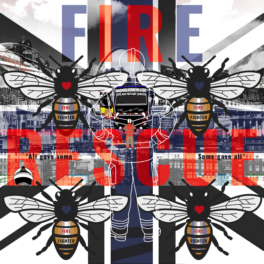 Thin Red Line Firefighter Bee Canvas – Sasha Ray Art